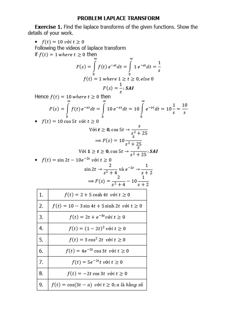 Problem Laplace Transform | PDF | Laplace Transform | Differential Calculus