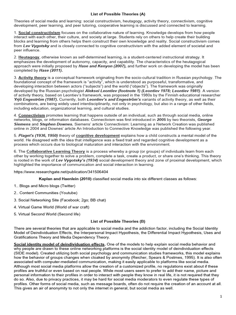 Theories of Social Media Learning | PDF | Popular Culture & Media ...