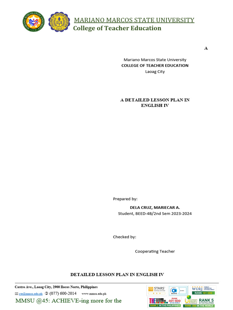 ENGLISH IV A Detailed Lesson Plan First Draft - THE MAN THE SON AND THE DONKEY | Download Free ...