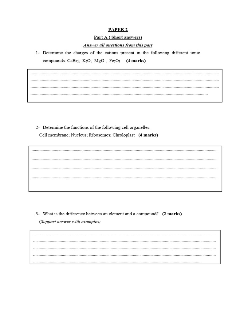 MYP Science Past Paper 2 Overview | PDF | Chemical Bond | Force