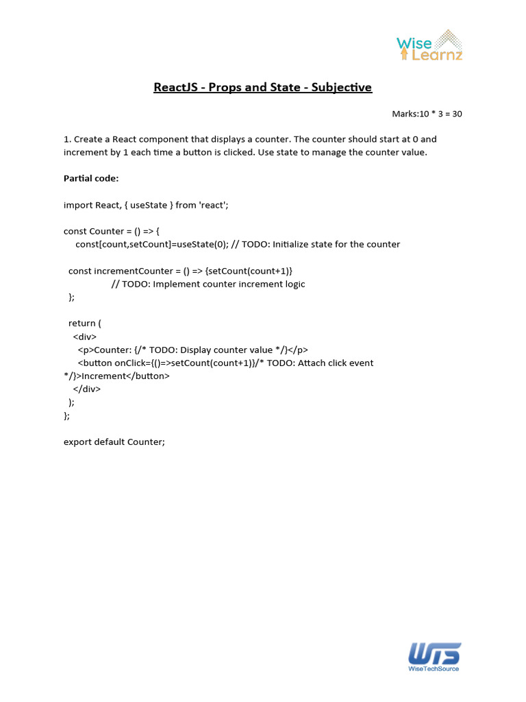 React Props and State Subjective | PDF | Computer Engineering | Computer Science