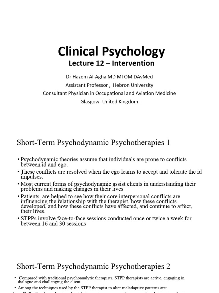 Clinical Psychology Lecture 12 | PDF | Psychotherapy | Cognitive Behavioral Therapy