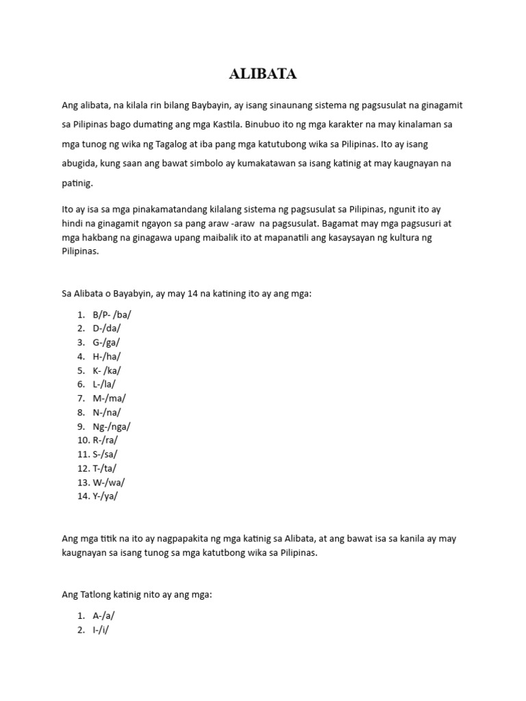 ALIBATA | PDF