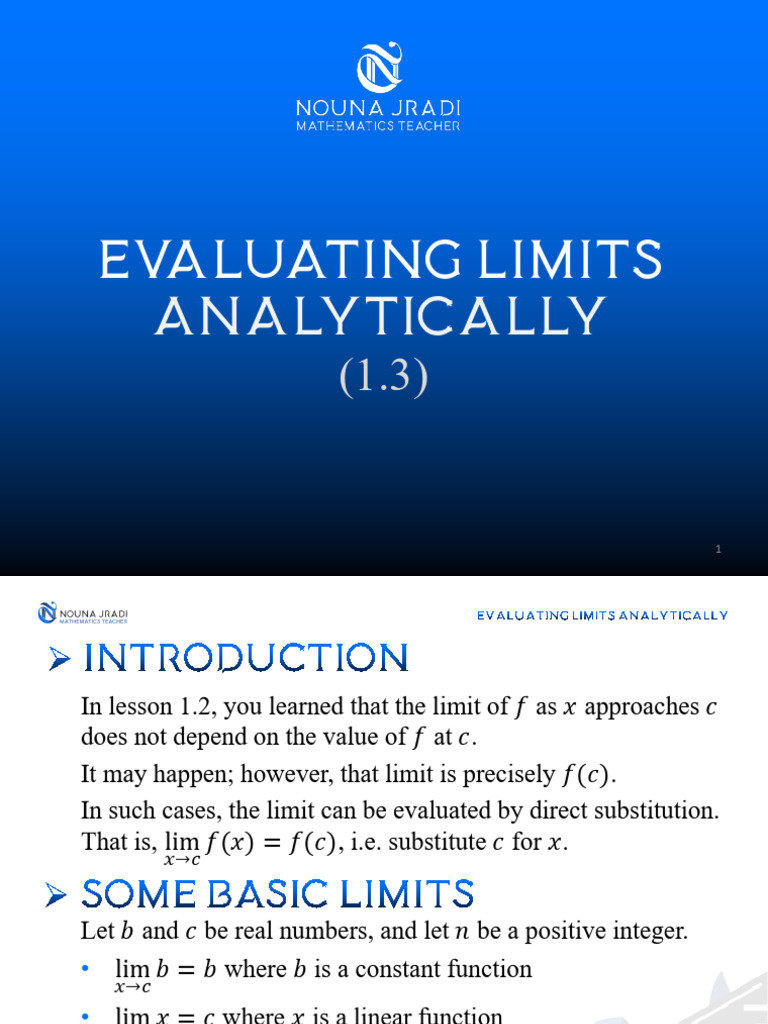 Evaluating Limits Analytically | PDF | Function (Mathematics ...