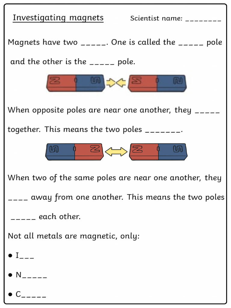 Magnets Worksheet | PDF