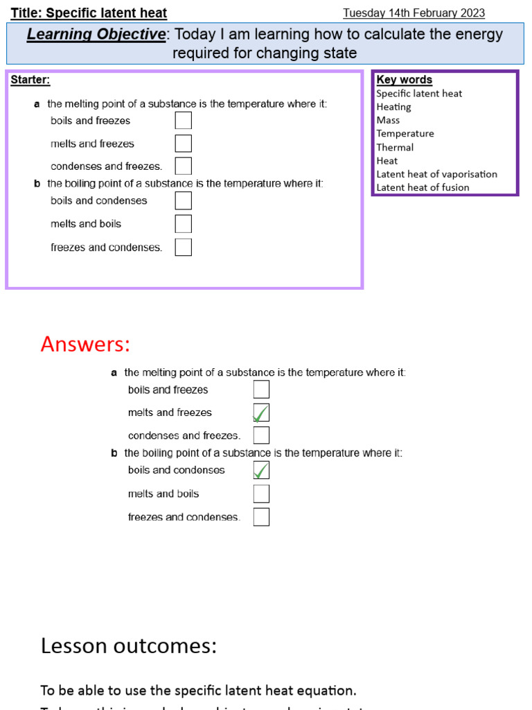 JS Specific Latent Heat KS3 | PDF | Latent Heat | Heat