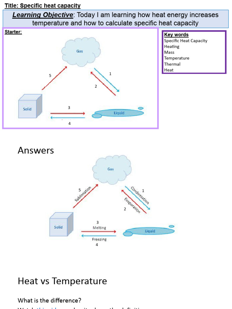 JS Specific Heat Capacity KS3 | PDF | Heat | Heat Capacity