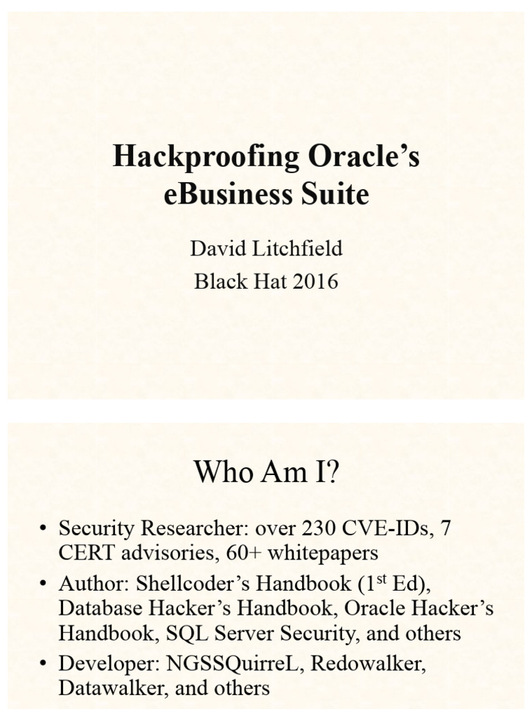 Us 16 Litchfield Hackproofing Oracle Ebusiness Suite | PDF | Computing | Information Technology ...