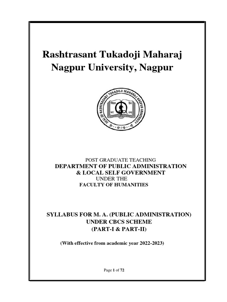 M.A. Public Administration Syllabus 2022-23 | PDF