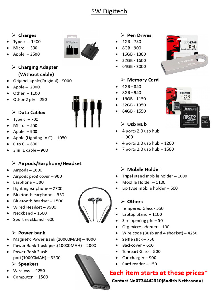 Mobile Accessories Price List PDF | PDF