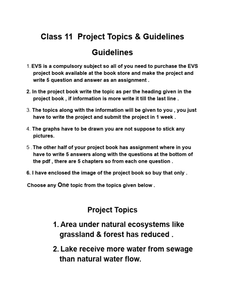 Class 11 Project Topics & Guidelines | PDF | Waste Management | Waste