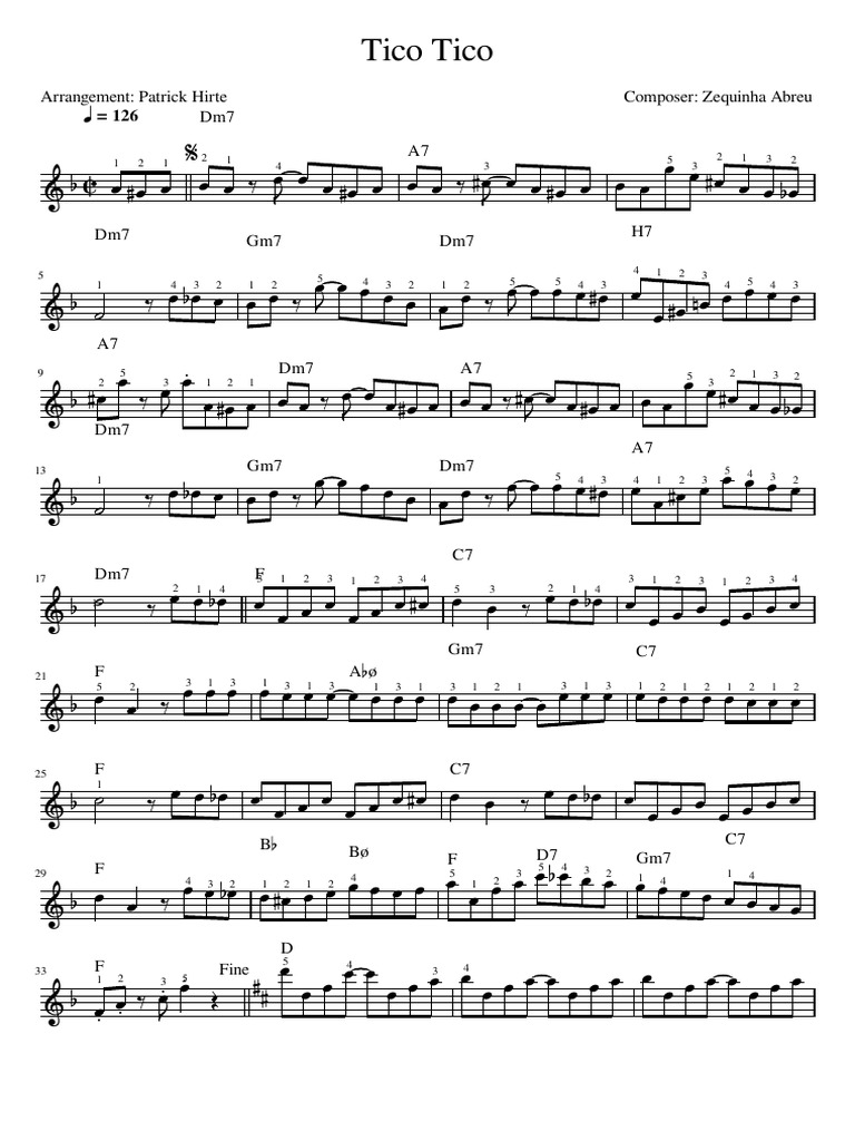 Tico Tico Sheet Music Arrangement | PDF