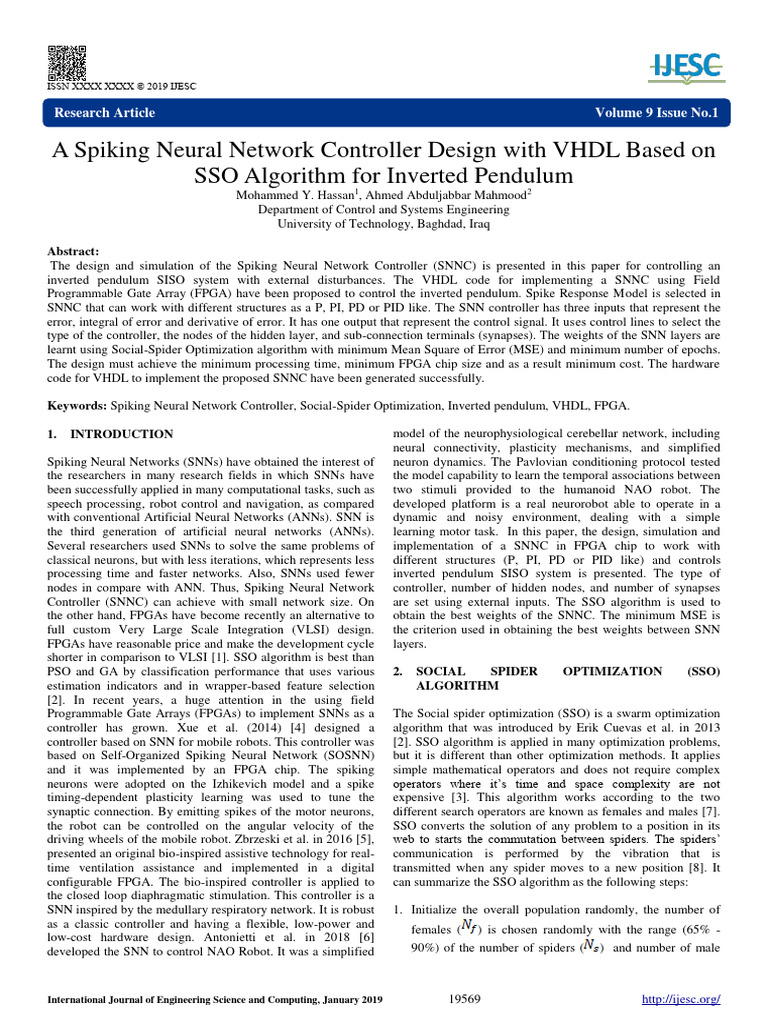 19 - Mohammed Y. Hassan - A Spiking Neural Network Controller Design ... 19 - Mohammed Y. Hassan - A Spiking Neural Network Controller Design ...