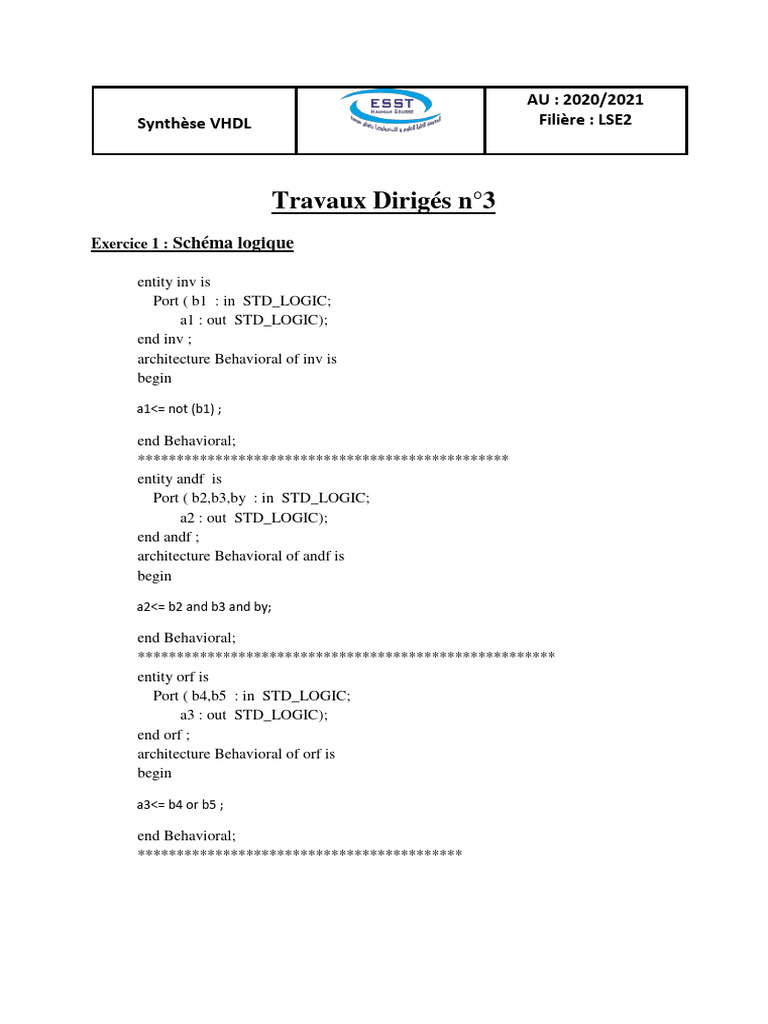 TD 3 VHDL Correction | Download Free PDF | Electronic Design Automation | Institute Of ...