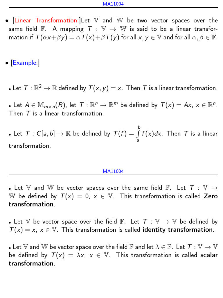 Linear Transformation 1 Pdf
