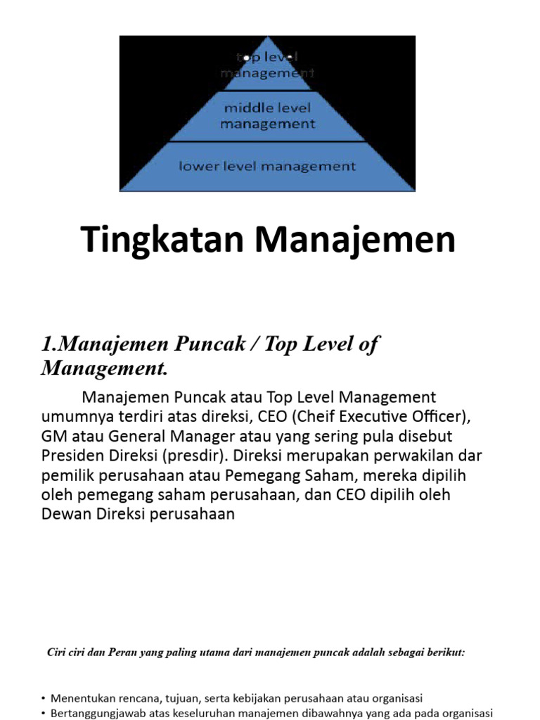 Level Atau Tingkatan Manajemen | PDF