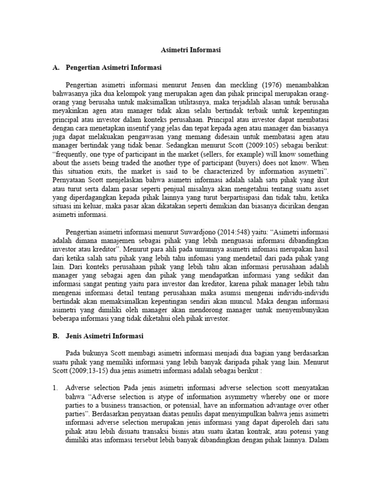 Asimetri Informasi | PDF