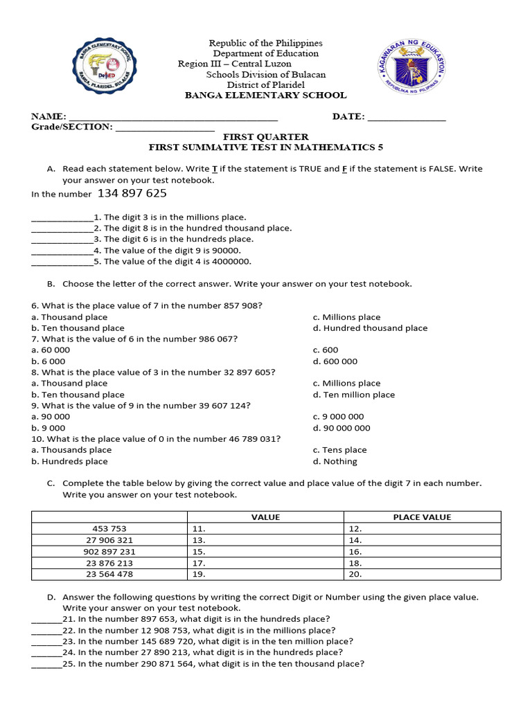 1Q 1st Summative | PDF | Teaching Methods & Materials