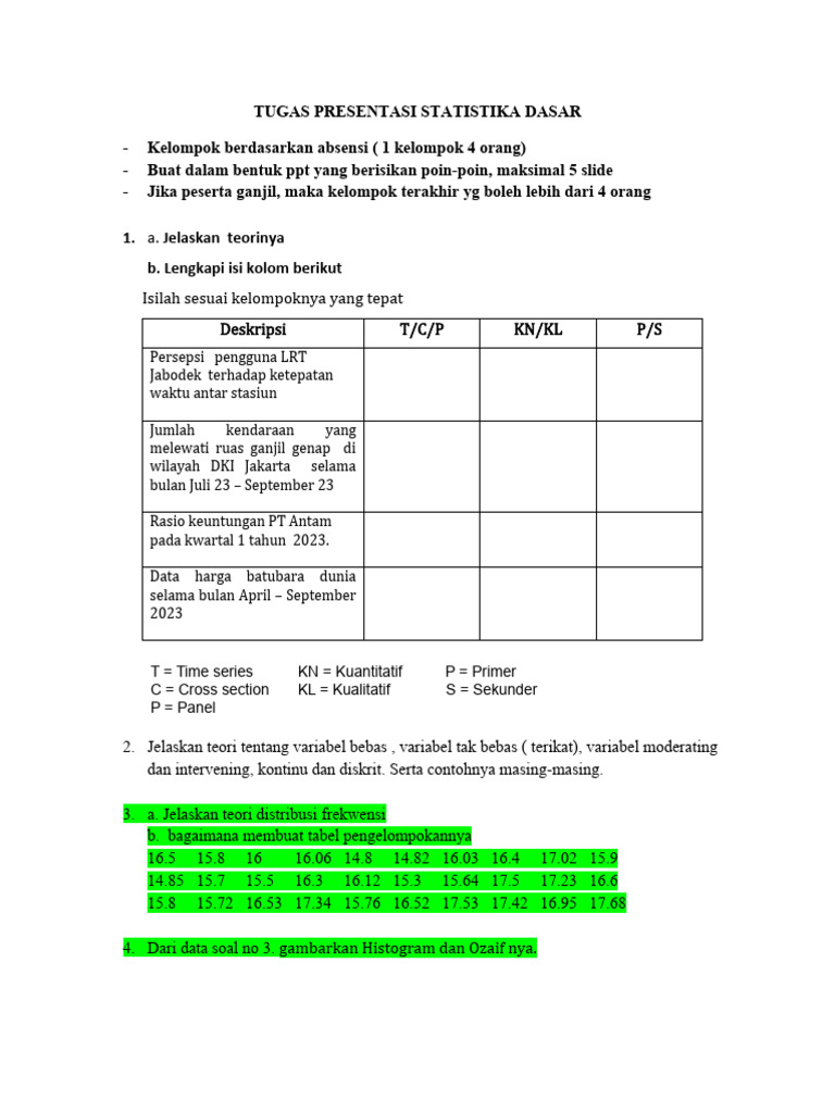 Tugas Presentasi Statistika Dasar | PDF | Sains & Matematika