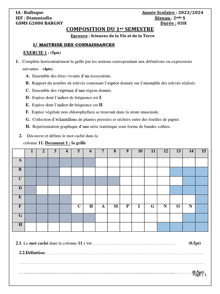 Compo SVT 2nde S | PDF