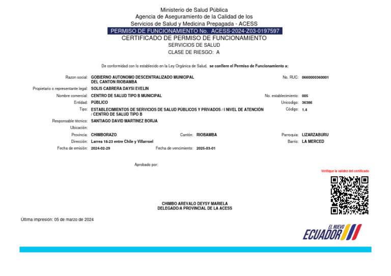Permiso de Funcionamiento 2024 | PDF