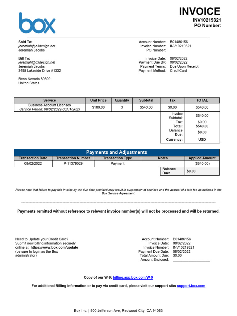 BOX Invoice2 | PDF | Payments | Invoice