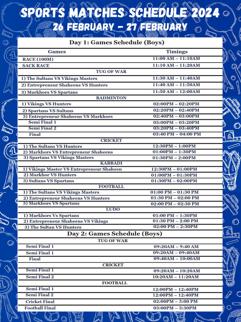 CSF'24 Matches Schedule | PDF | Sports