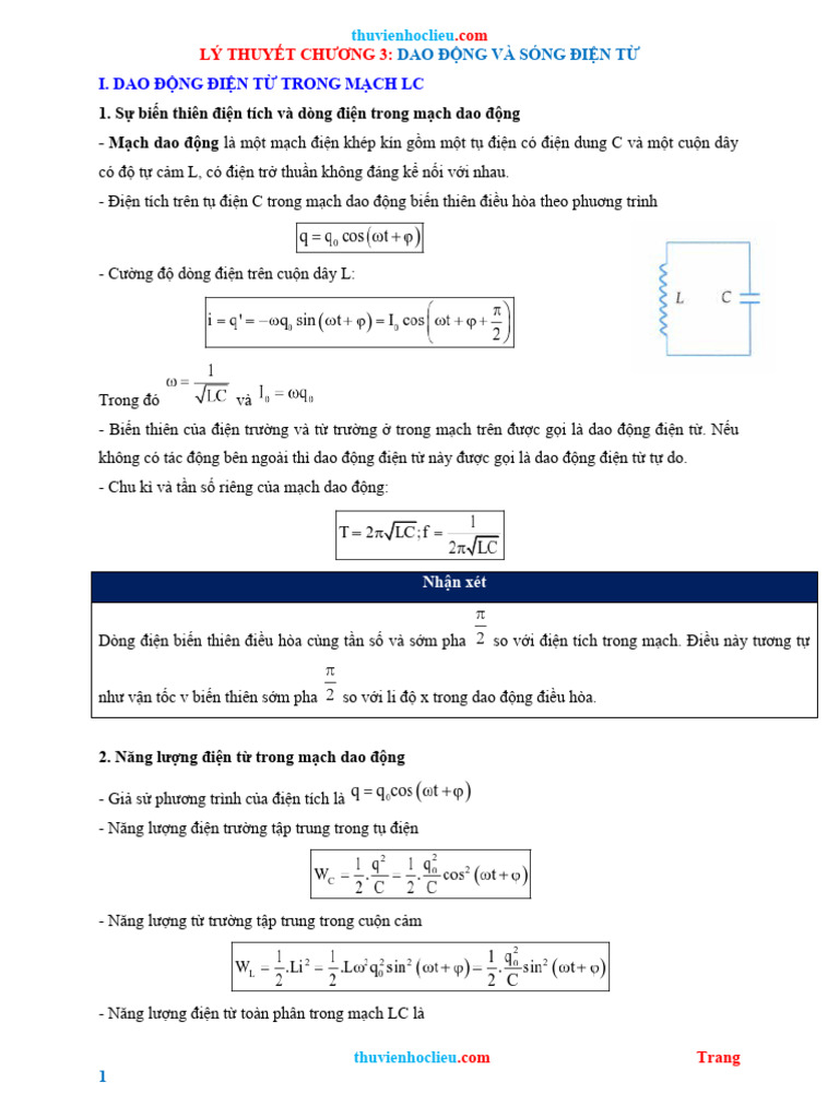 Ly Thuyet Chuong Dao Dong Song Dien Tu | PDF