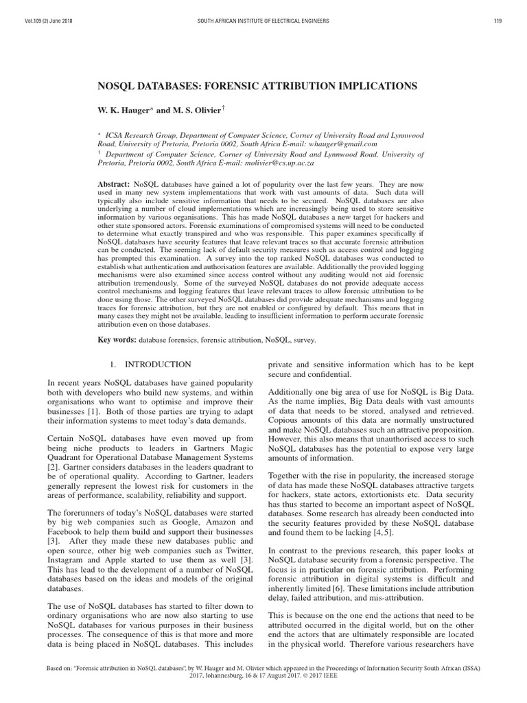 NOSQL Databases Forensic Attribution Implications | PDF | Databases ... NOSQL Databases Forensic Attribution Implications | PDF | Databases ...