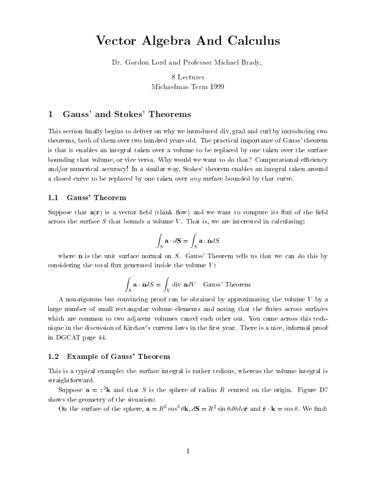 Gauss' and Stokes' Theorems Explained | PDF