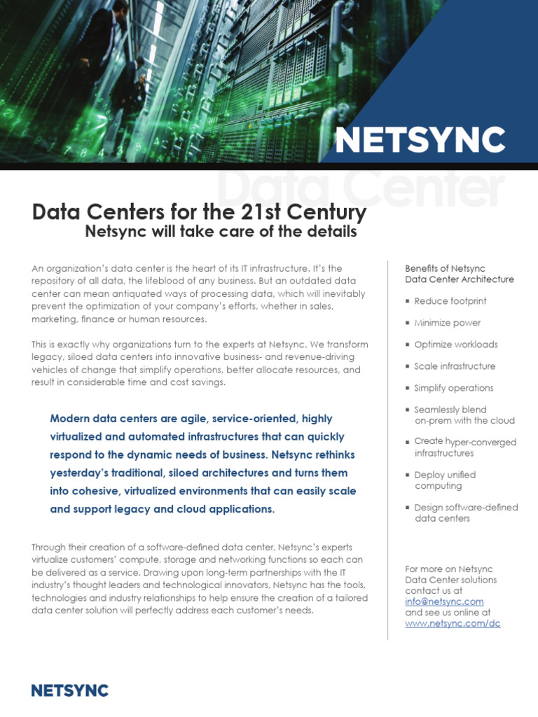 Netsync Data Center Collateral | PDF | Cloud Computing | Data Center