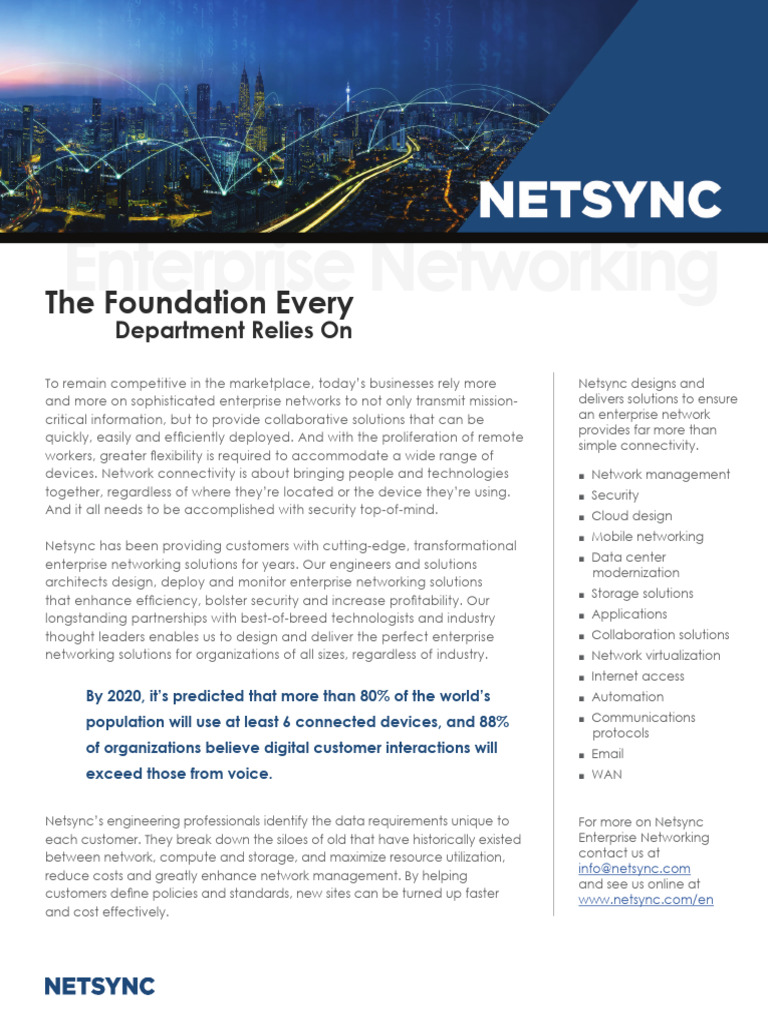Netsync Enterprise Networking Collateral | PDF | Computer Network | Information And ...