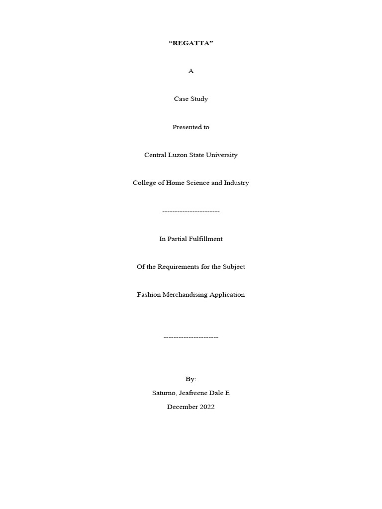 Regatta - Case Study - Saturno Jeafrrene Dale | PDF | Perfume | Clothing