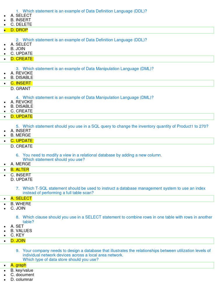 QCM | PDF | Databases | Microsoft Sql Server