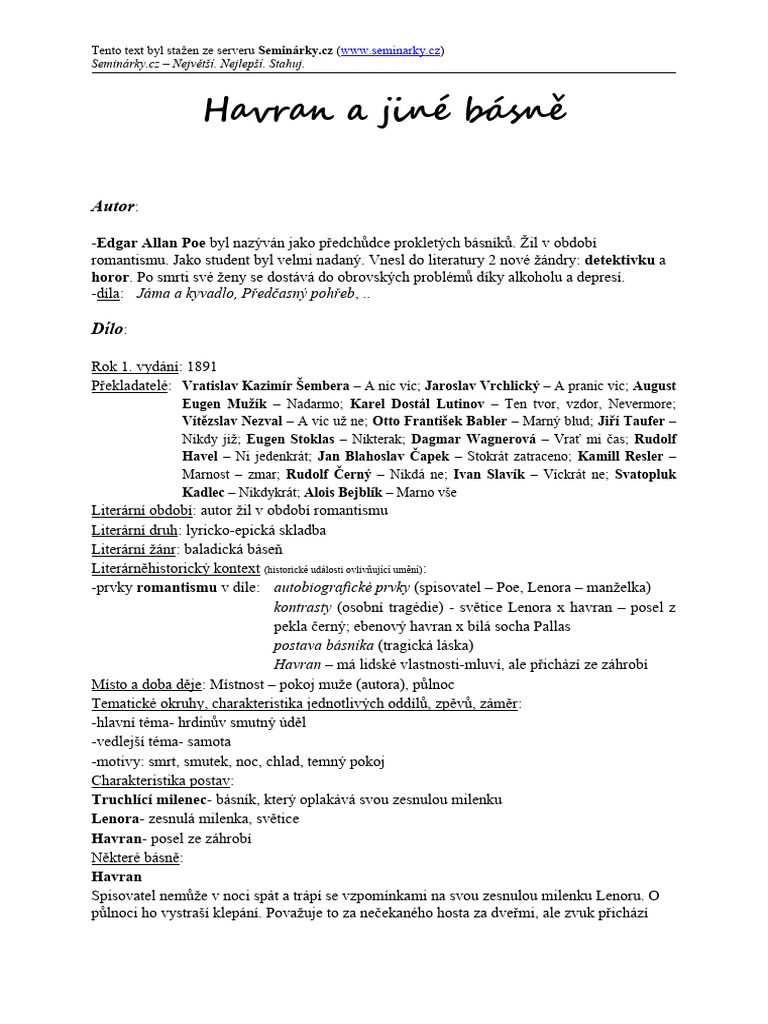 Havran A Jine Basne | PDF
