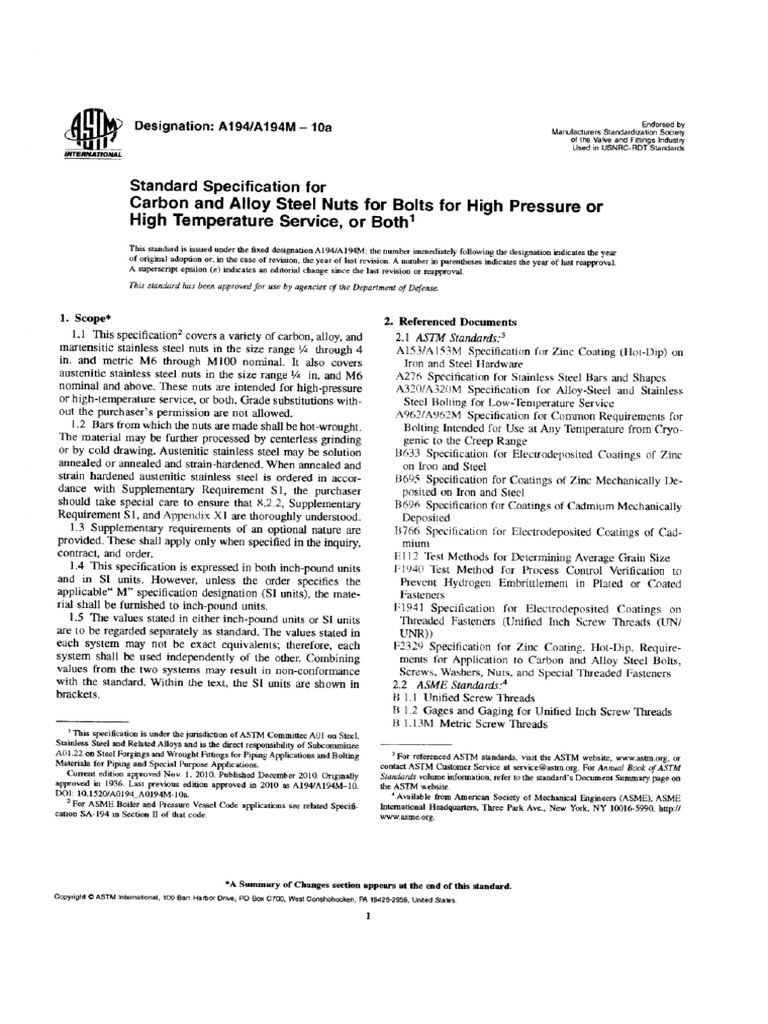 Astm A194 | PDF