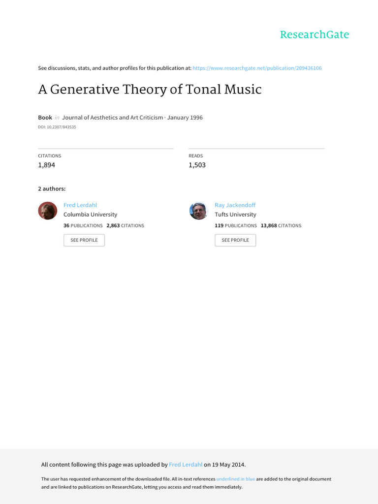 A_generative_theory_of_tonal_music | PDF | Harmony | Music Theory