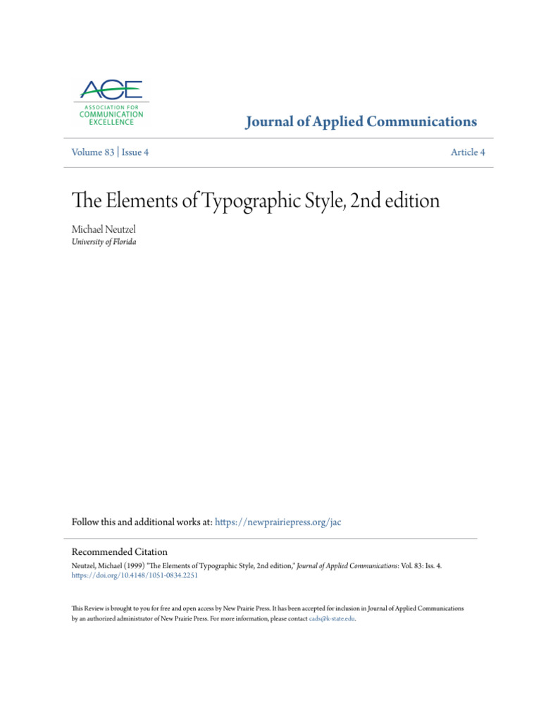 The Elements of Typographic Style 2nd Edition | PDF | Typography | Writing