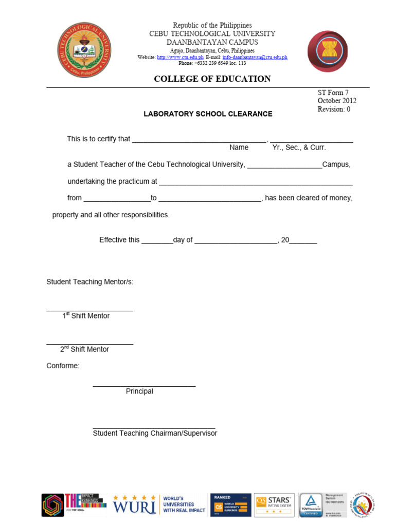 Laboratory School Clearance | PDF