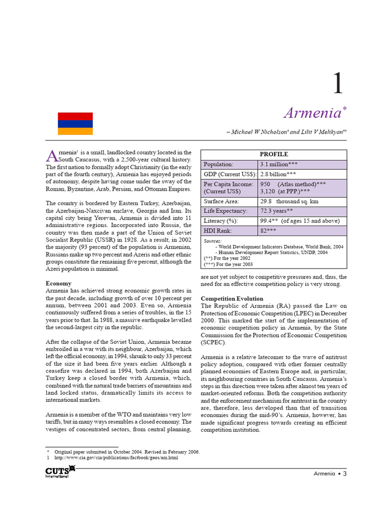 1 Armenia | PDF | Competition Law | Banks