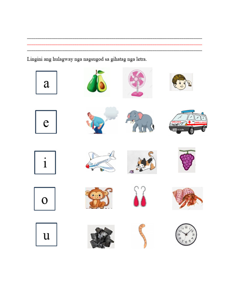 A, E, I, o Worksheet No. 5 Summative | PDF