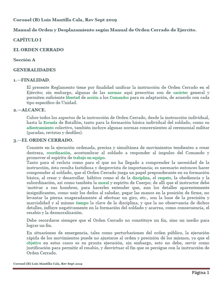 Manual Orden y Dezplazamiento Segun Manual Orden Cerrado Ejercito Rev ...
