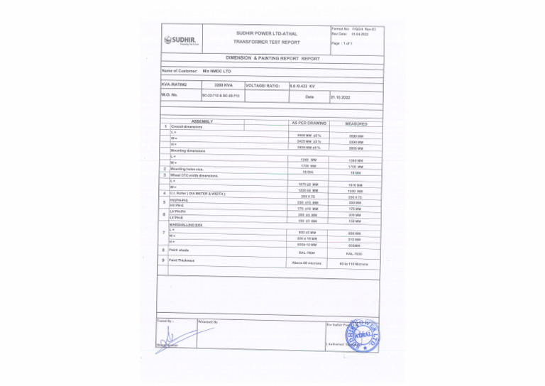 3.2 MVA DIMENSION REPORT | PDF