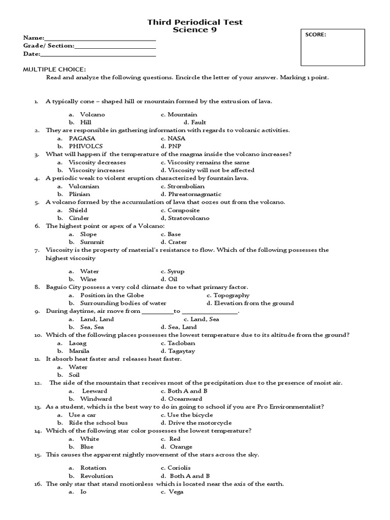 Grade 8 Exam Science | PDF