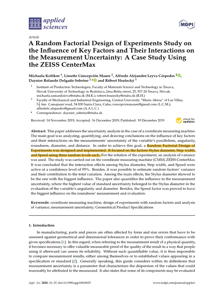 Measurement Uncertainty in CMM Analysis | PDF | Errors And Residuals ...