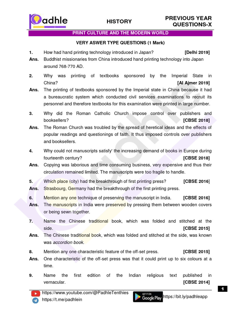 Print Culture and The Modern World-PYQ | PDF | Books | Manuscript