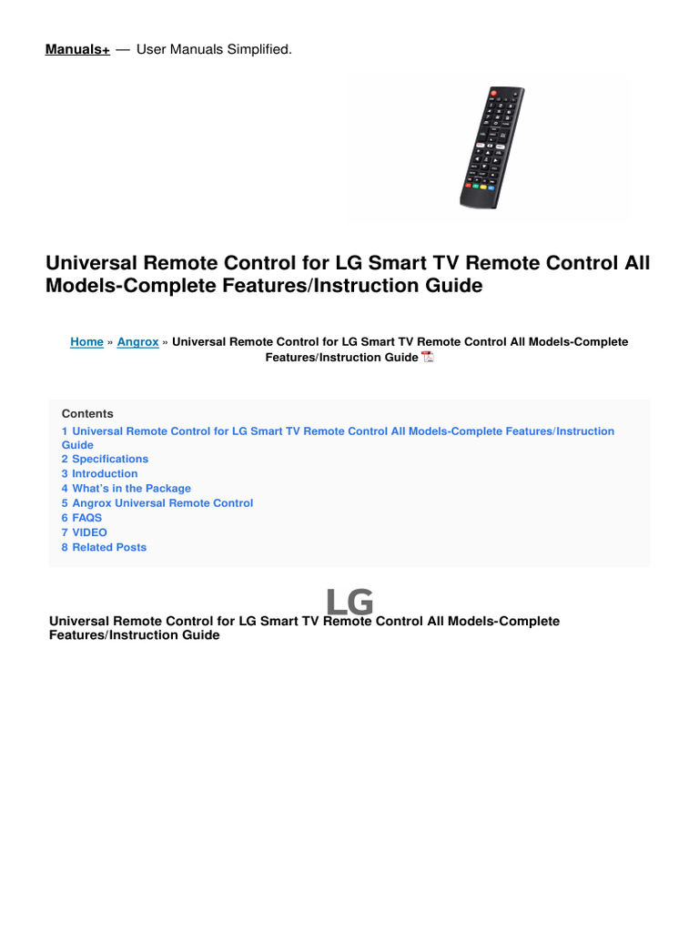 Universal Remote Control For LG Smart TV Remote Control All Models ...