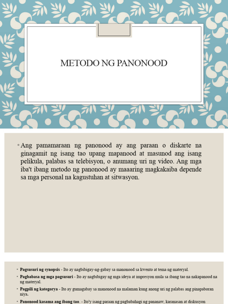 Metodo at Uri NG Pamamaraan | PDF