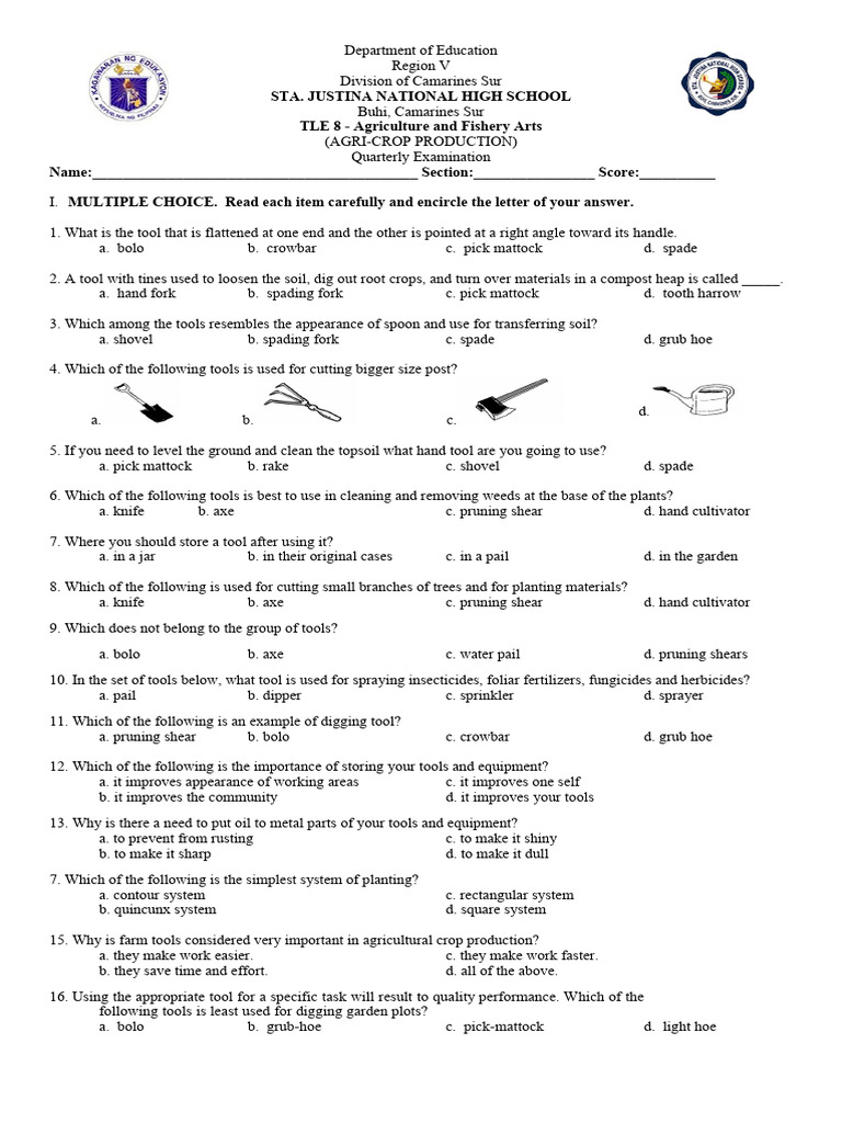 TLE 8 Exam Final | PDF | Area | Irrigation