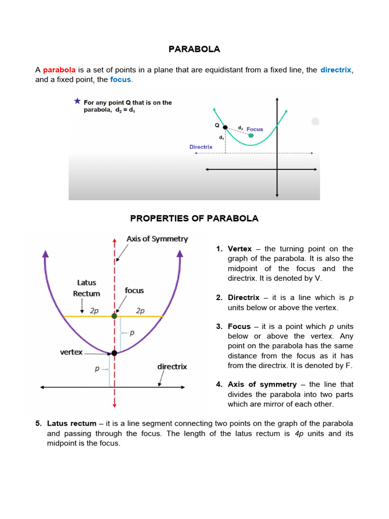 Understanding Parabola Properties | PDF